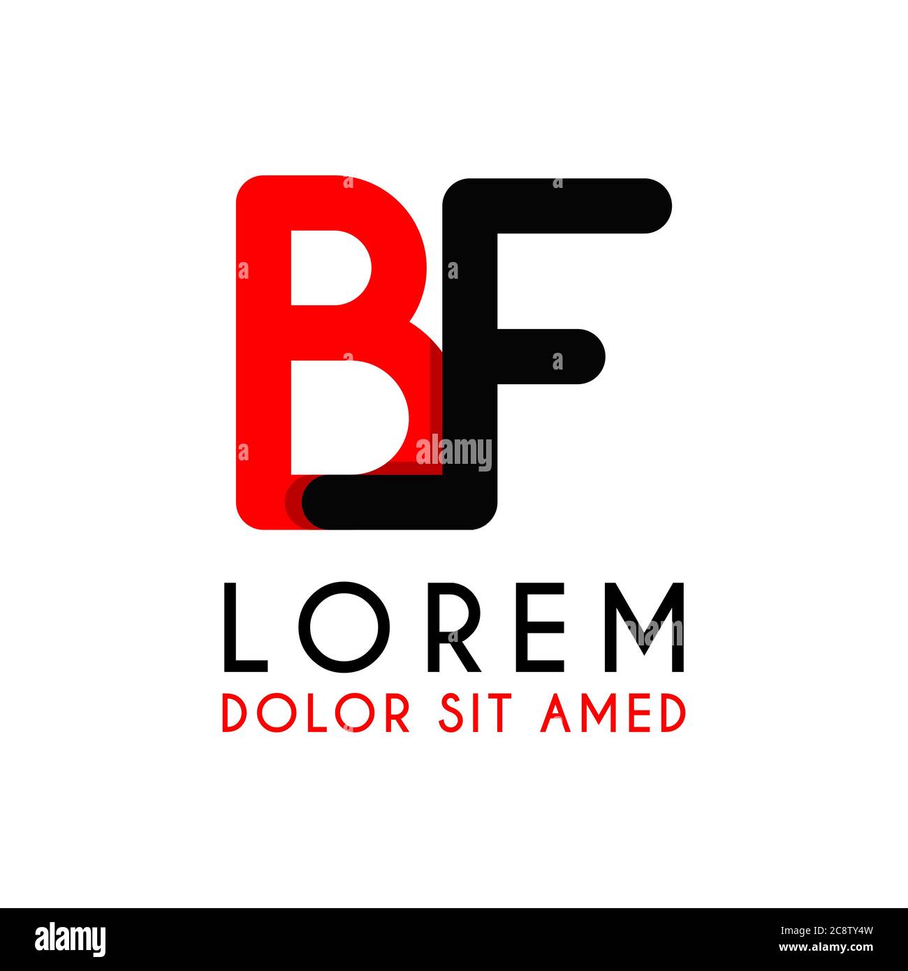 initial Letter FB with red Black and has rounded corners Stock Vector ...