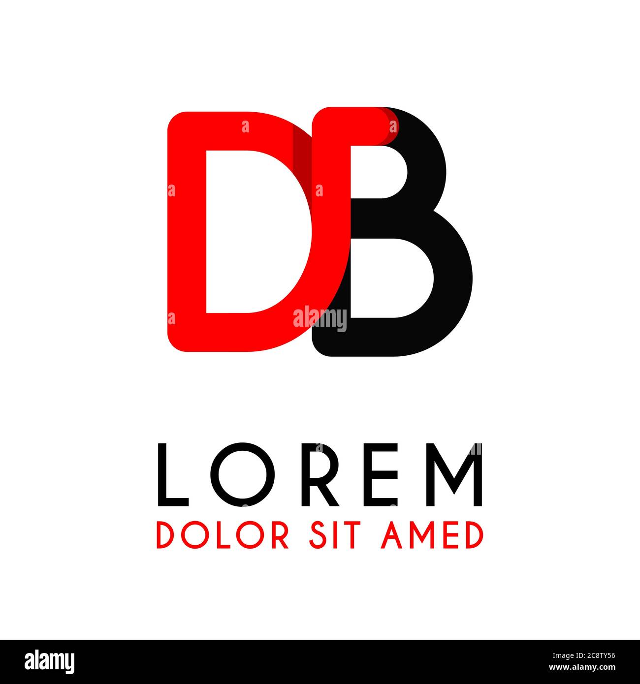 initial Letter DB with red Black and has rounded corners Stock Vector ...