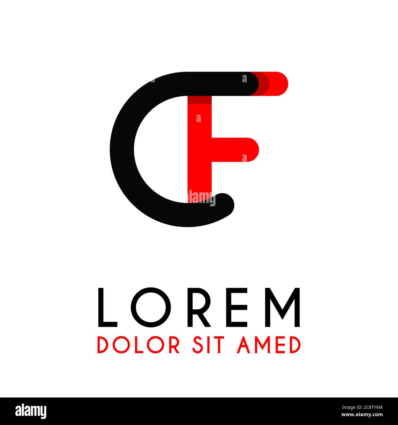 initial Letter CF with red Black and has rounded corners Stock Vector ...