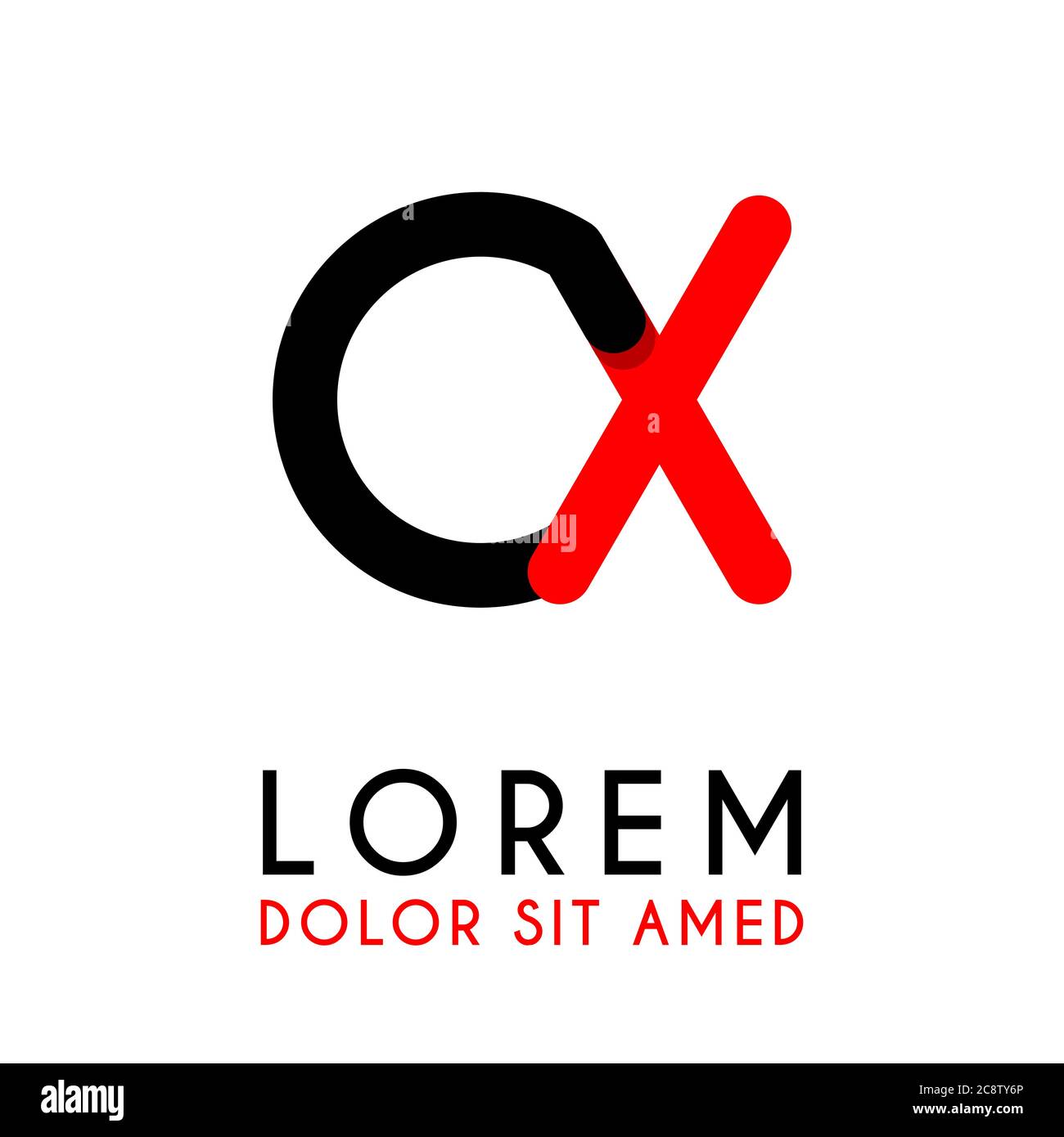 initial Letter CX with red Black and has rounded corners Stock Vector ...