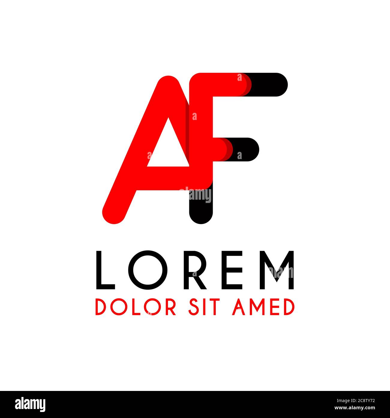 initial Letter FA with red Black and has rounded corners Stock Vector ...