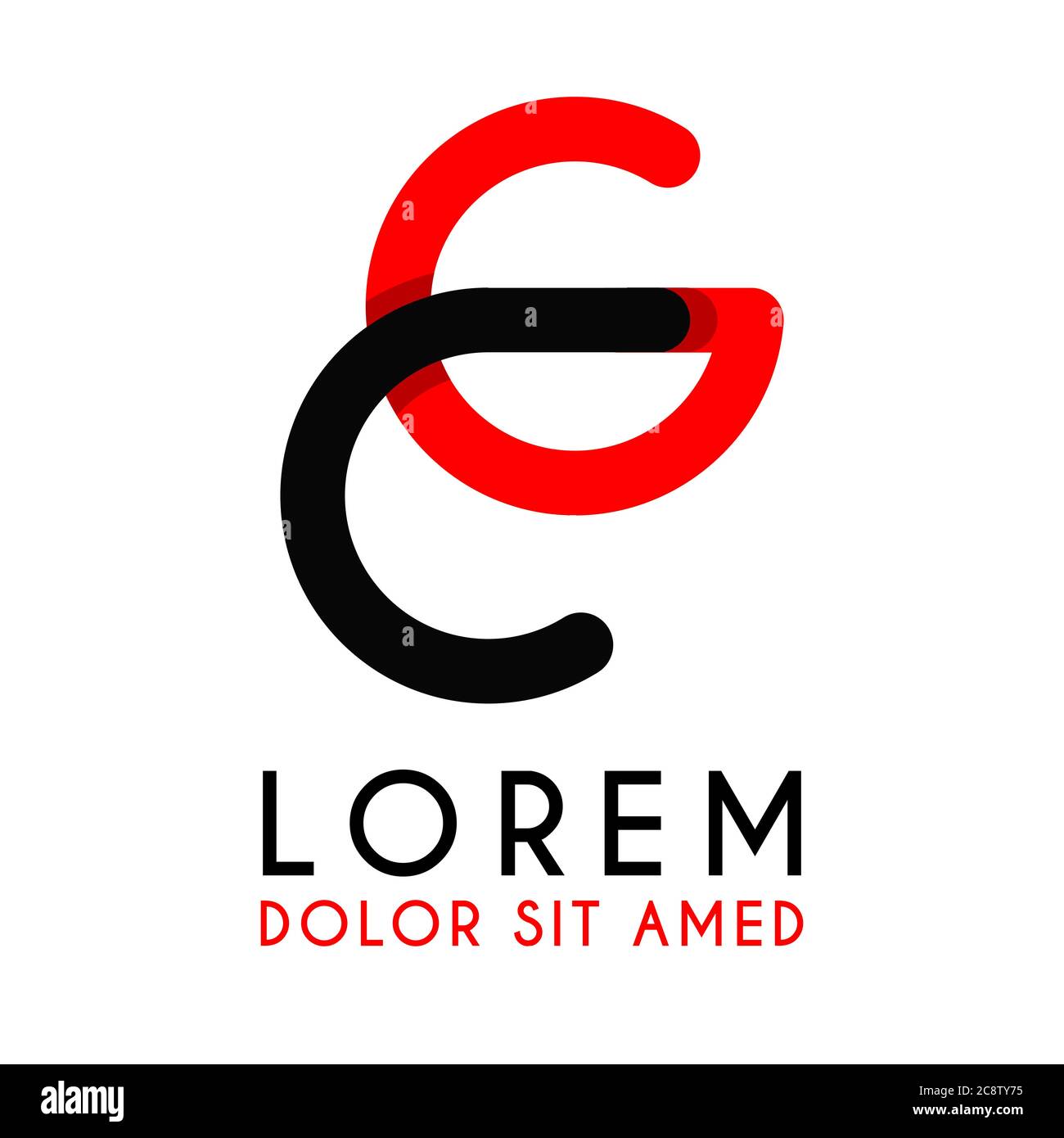 initial Letter CG with red Black and has rounded corners Stock Vector ...