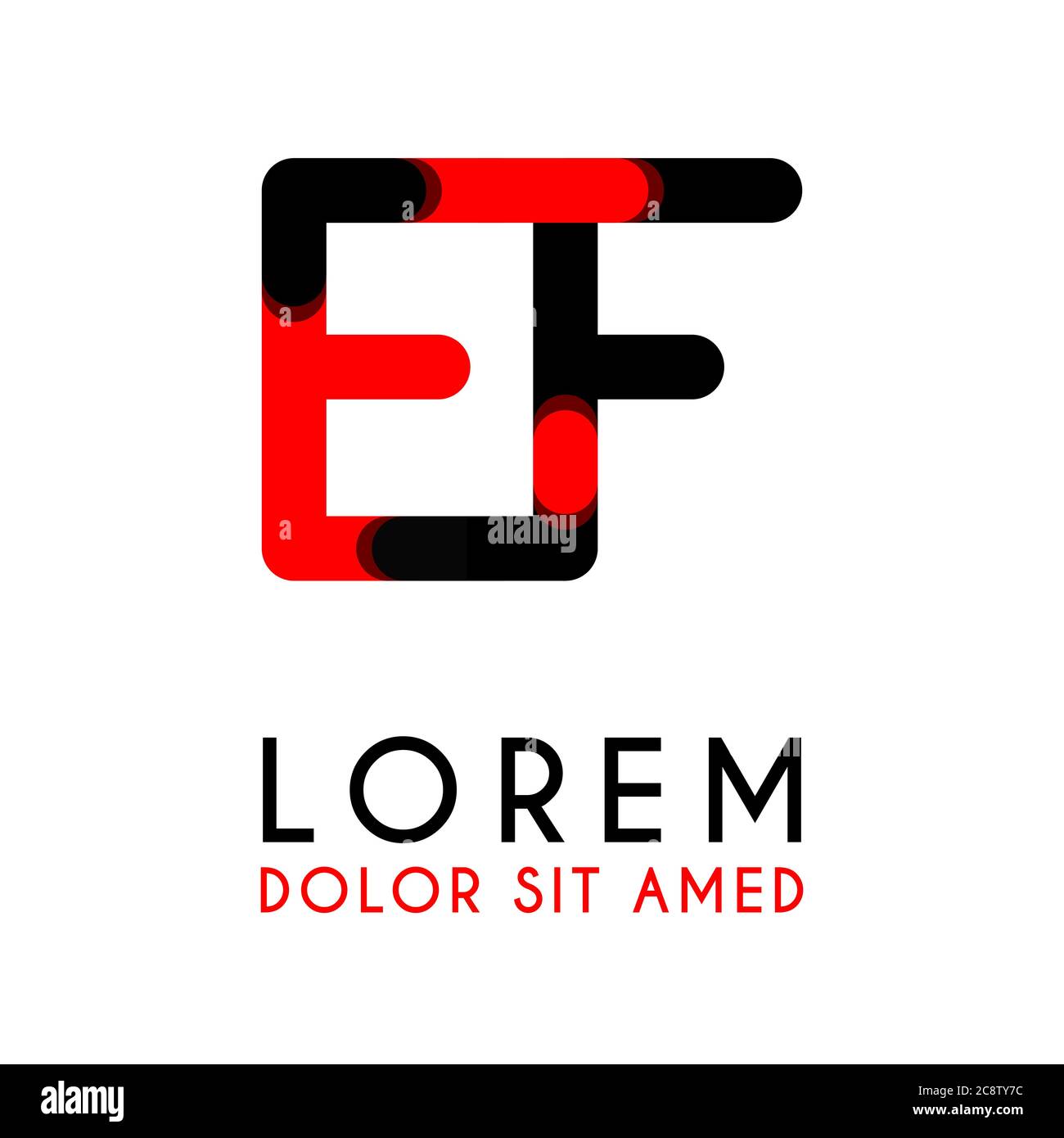 initial Letter EF with red Black and has rounded corners Stock Vector ...