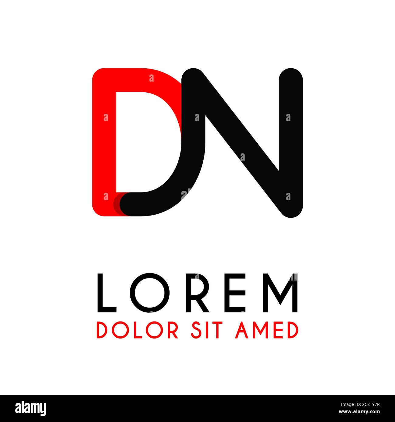 initial Letter DN with red Black and has rounded corners Stock Vector ...