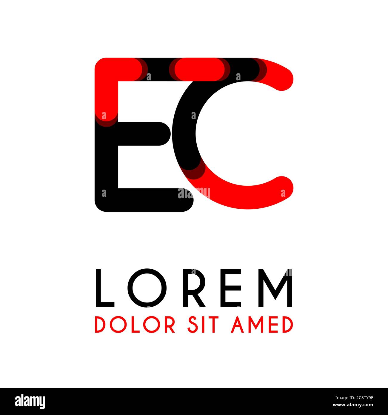 initial Letter EC with red Black and has rounded corners Stock Vector ...