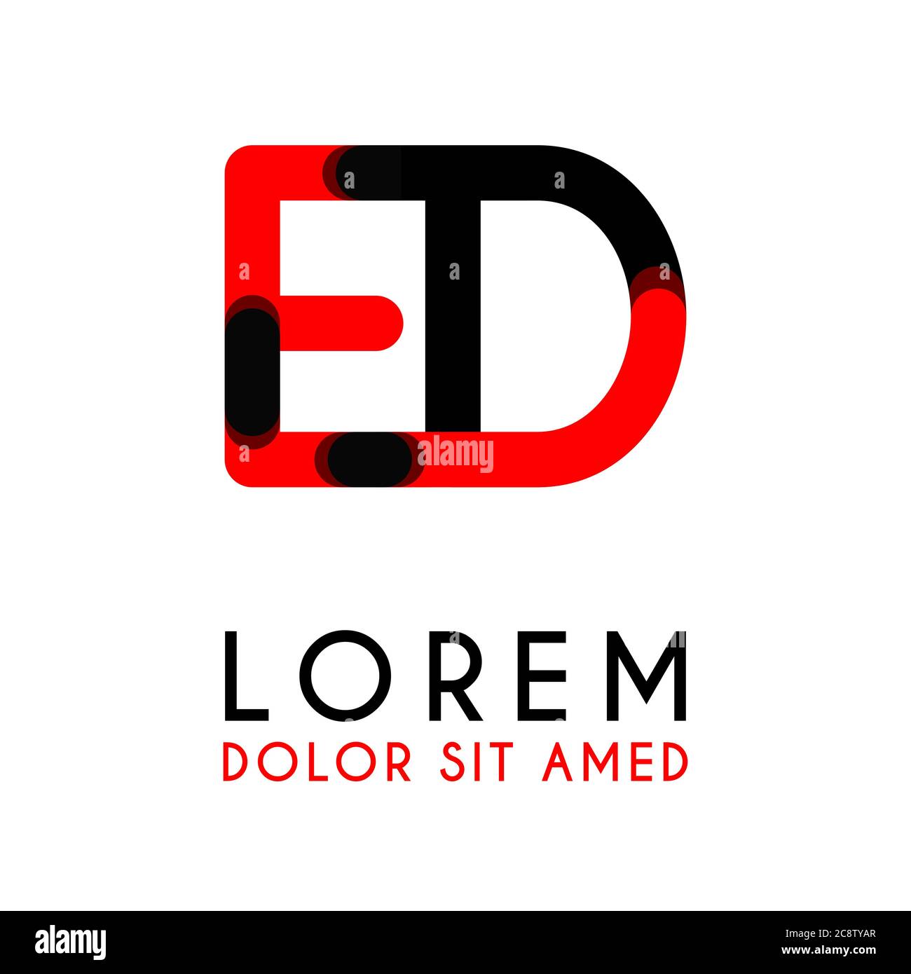 initial Letter ED with red Black and has rounded corners Stock Vector ...