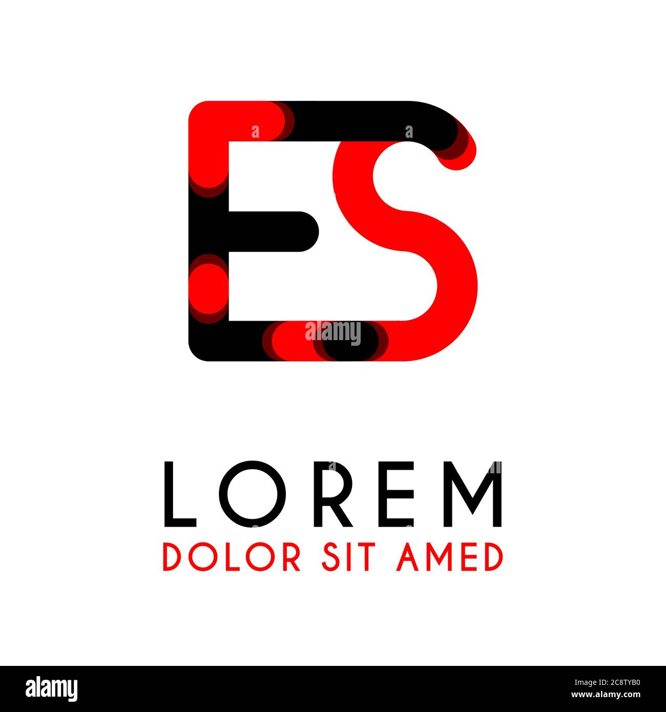 initial Letter ES with red Black and has rounded corners Stock Vector ...