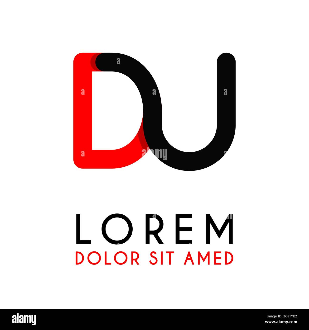 initial Letter DU with red Black and has rounded corners Stock Vector ...