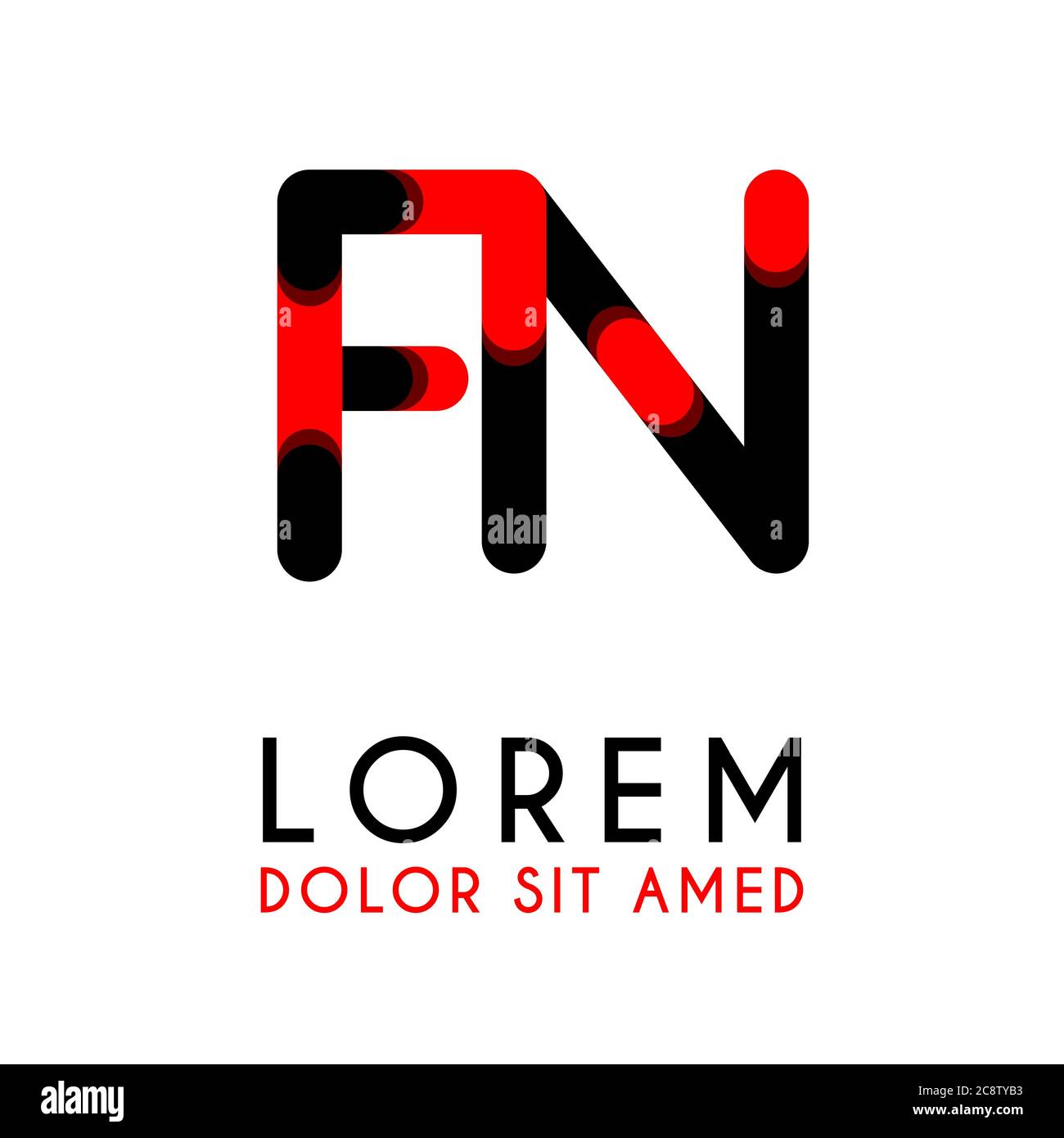 initial Letter FN with red Black and has rounded corners Stock Vector ...