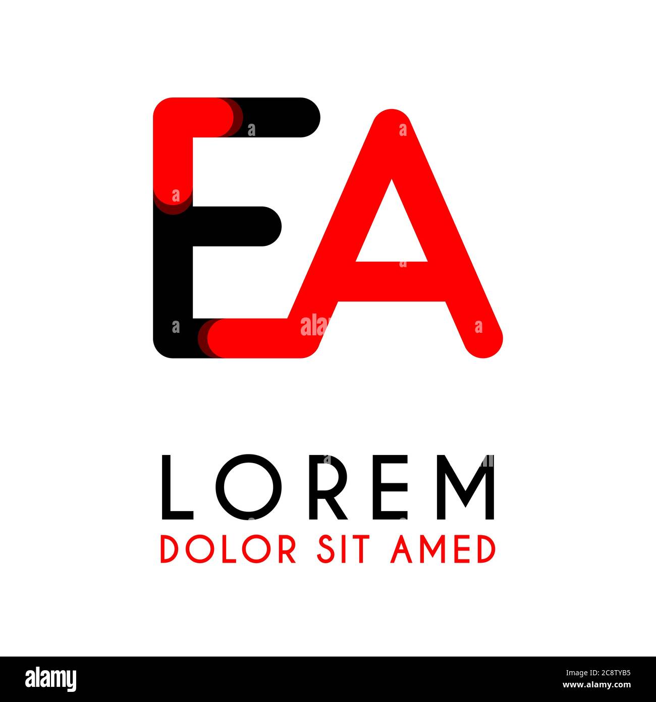 initial Letter EA with red Black and has rounded corners Stock Vector ...