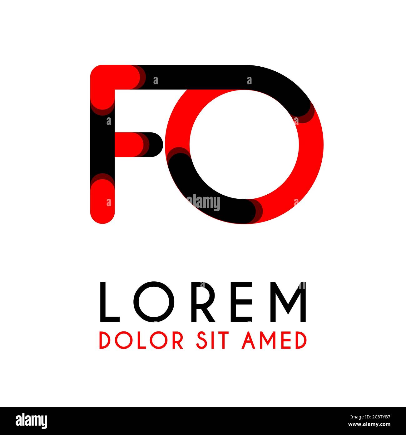 initial Letter FO with red Black and has rounded corners Stock Vector ...