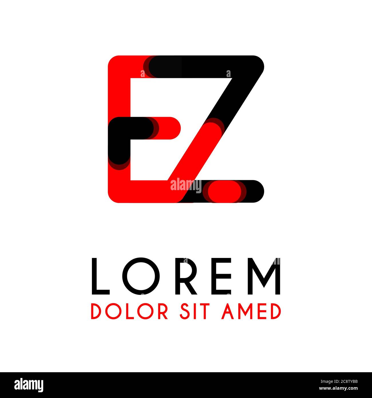 initial Letter EZ with red Black and has rounded corners Stock Vector ...