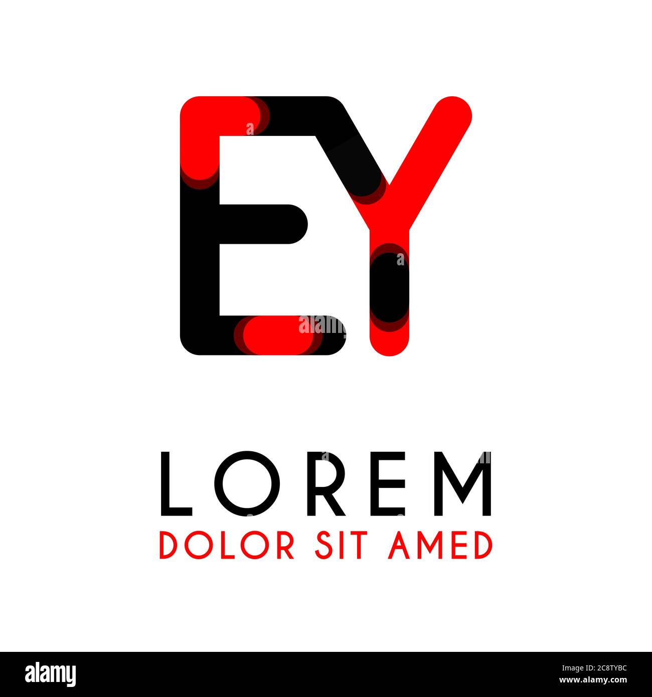 initial Letter EY with red Black and has rounded corners Stock Vector ...