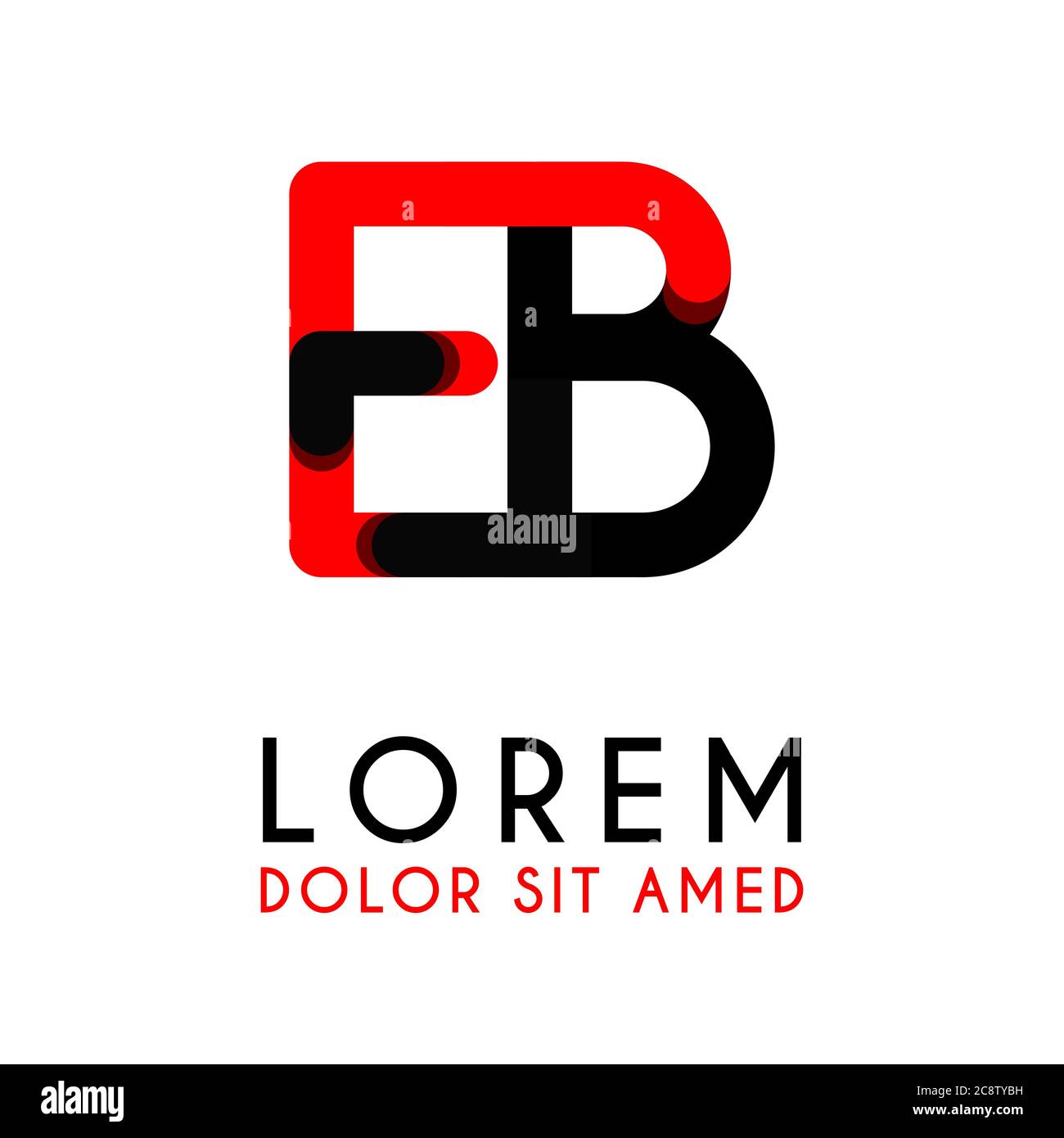 initial Letter EB with red Black and has rounded corners Stock Vector ...