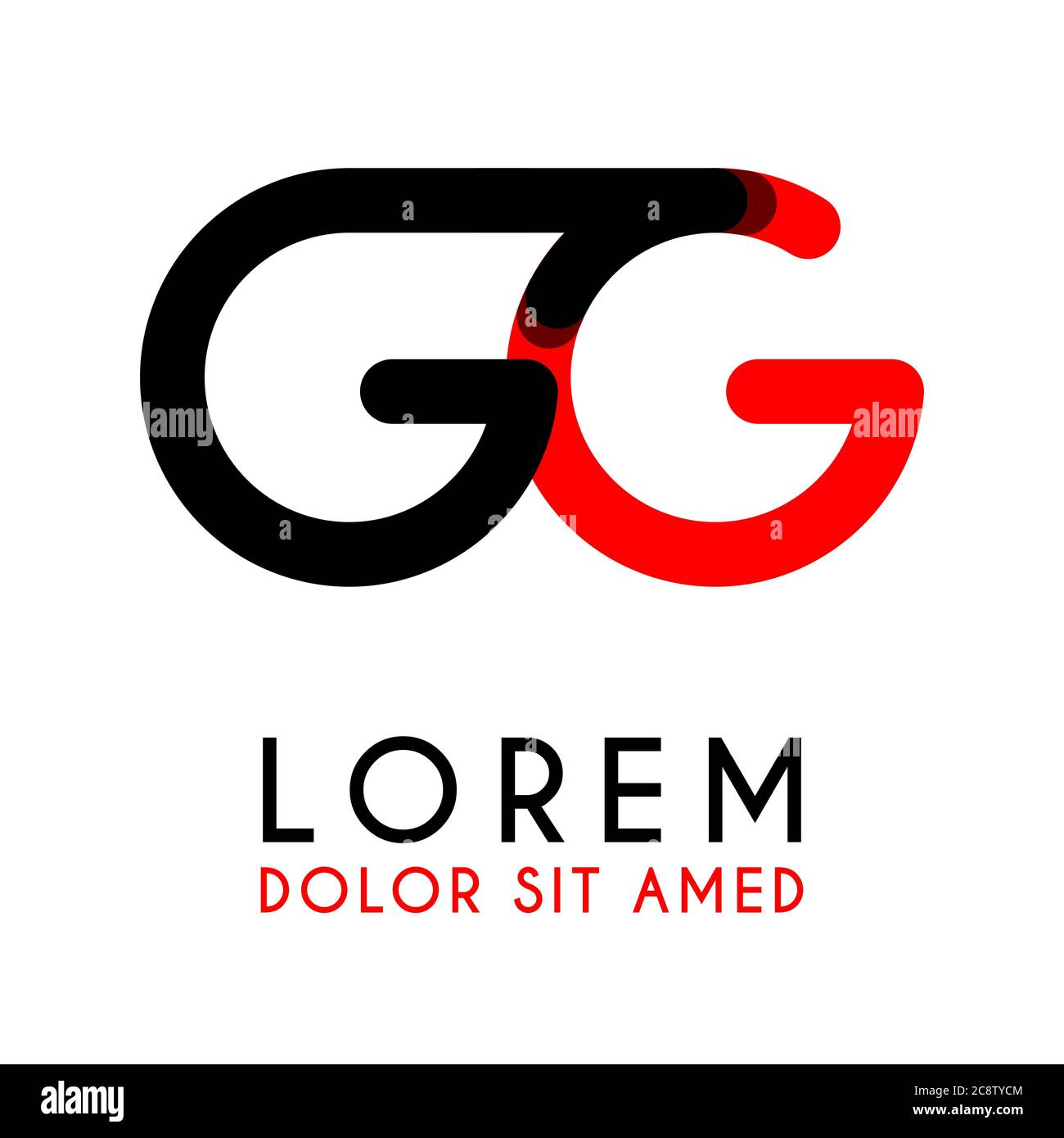 initial Letter GG with red Black and has rounded corners Stock Vector ...