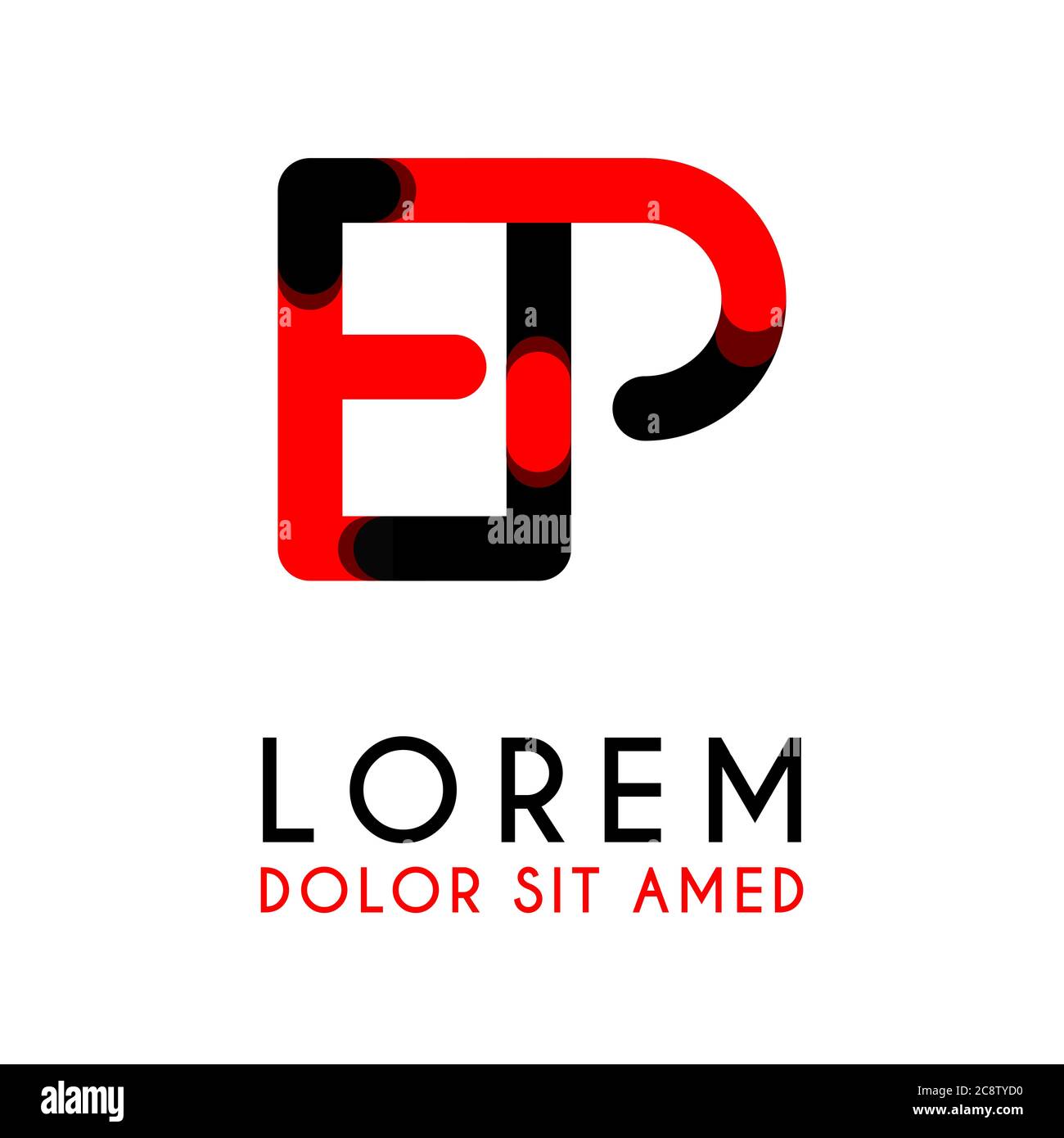 initial Letter EP with red Black and has rounded corners Stock Vector ...