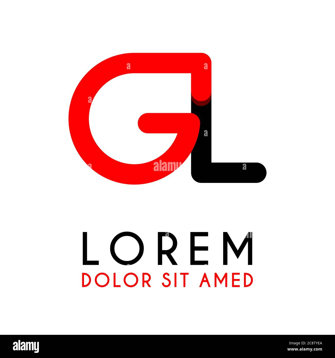 initial Letter GL with red Black and has rounded corners Stock Vector ...