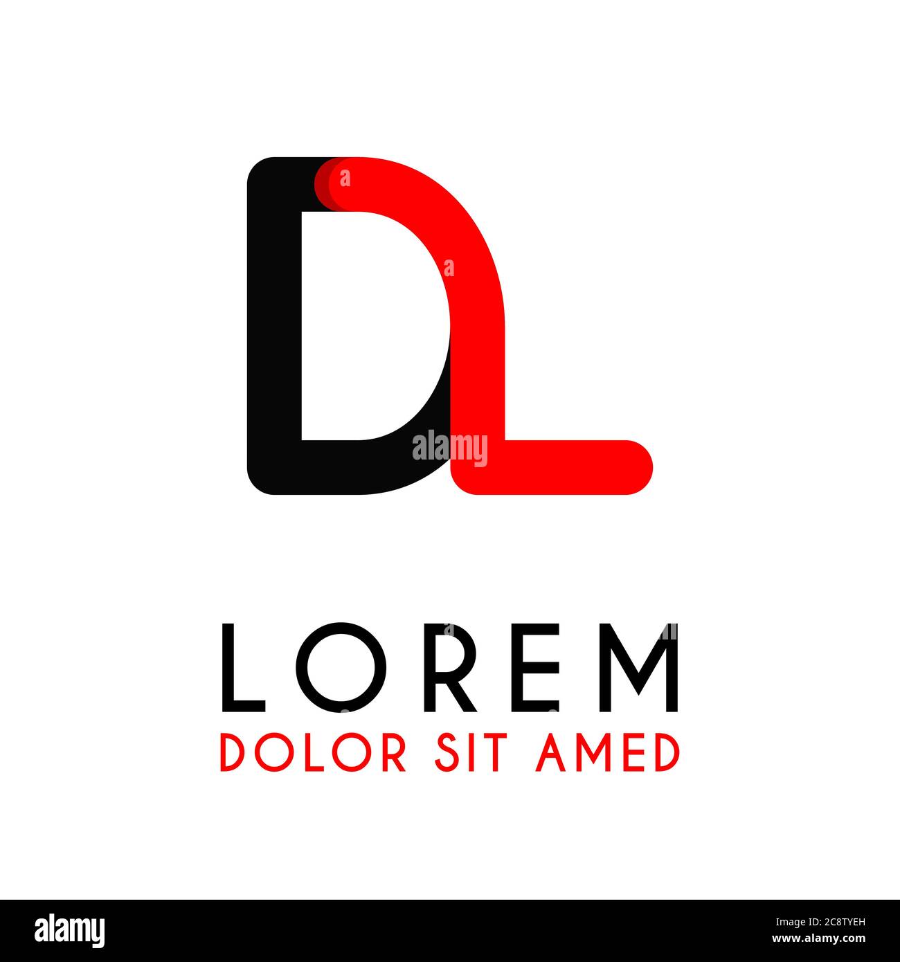 initial Letter DL with red Black and has rounded corners Stock Vector ...