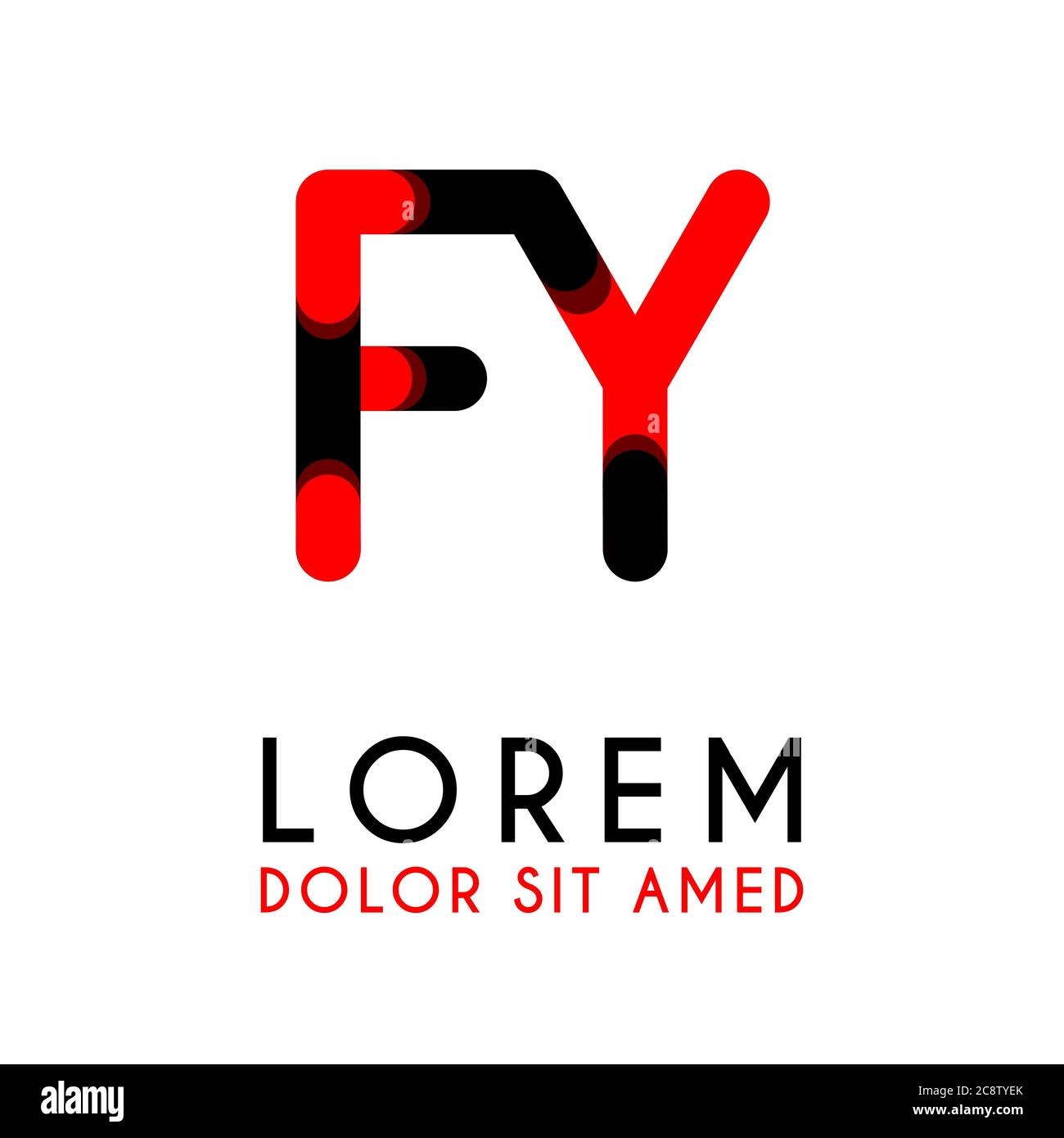 initial Letter FY with red Black and has rounded corners Stock Vector ...