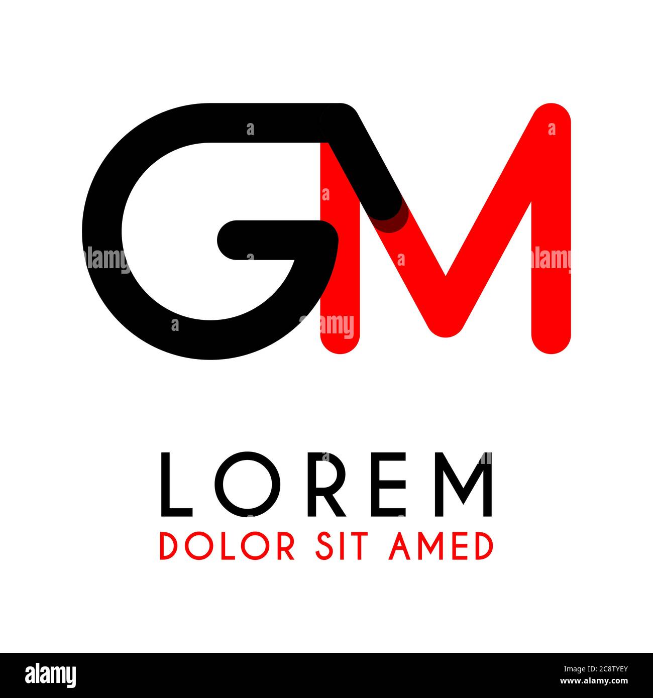 initial Letter GM with red Black and has rounded corners Stock Vector ...