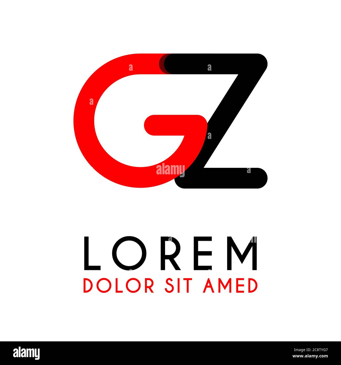 initial Letter GZ with red Black and has rounded corners Stock Vector ...