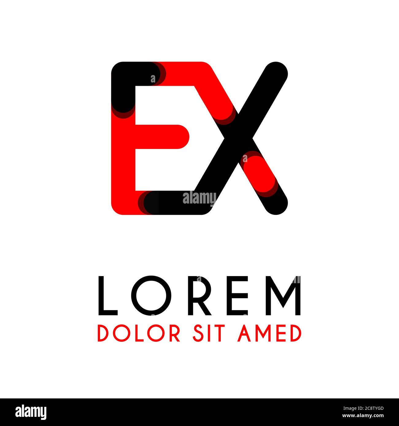 initial Letter EX with red Black and has rounded corners Stock Vector ...