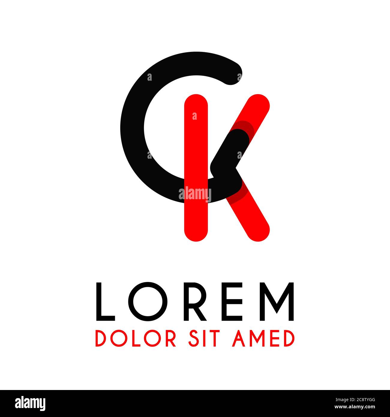 initial Letter CK with red Black and has rounded corners Stock Vector ...