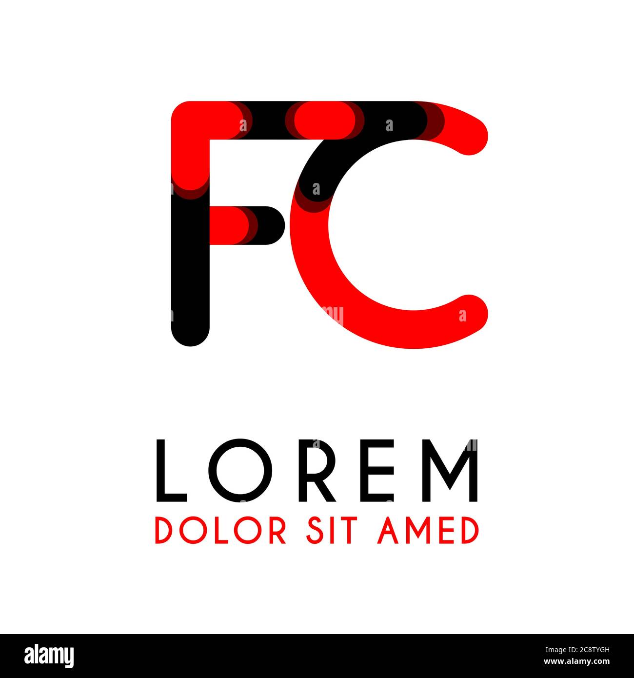 initial Letter FC with red Black and has rounded corners Stock Vector ...