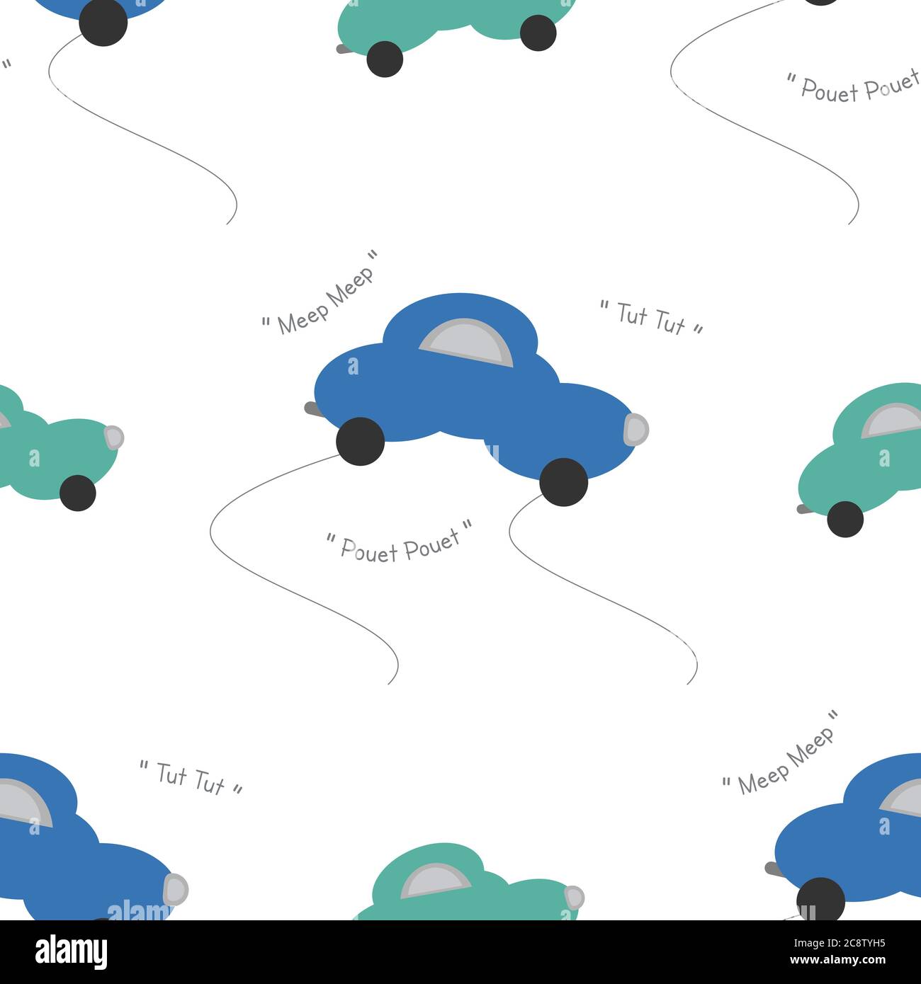Funny green and blue cars in the shape of a cloud. With car noise ...
