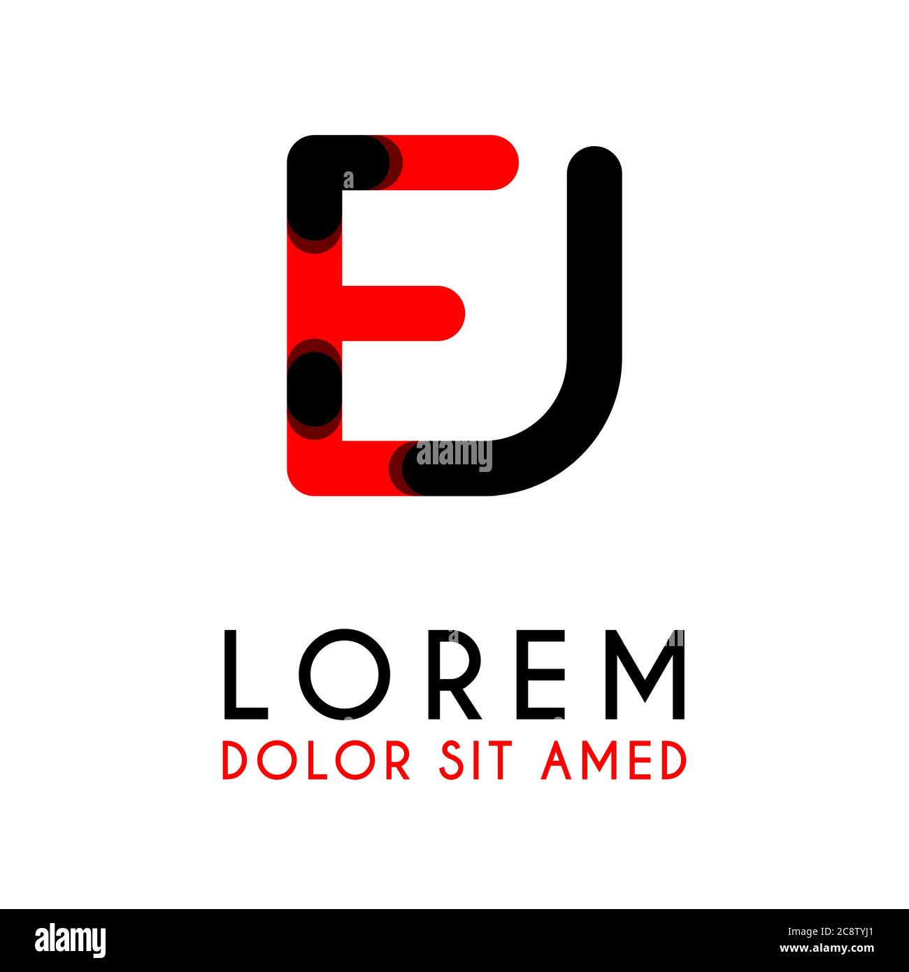 initial Letter EJ with red Black and has rounded corners Stock Vector ...