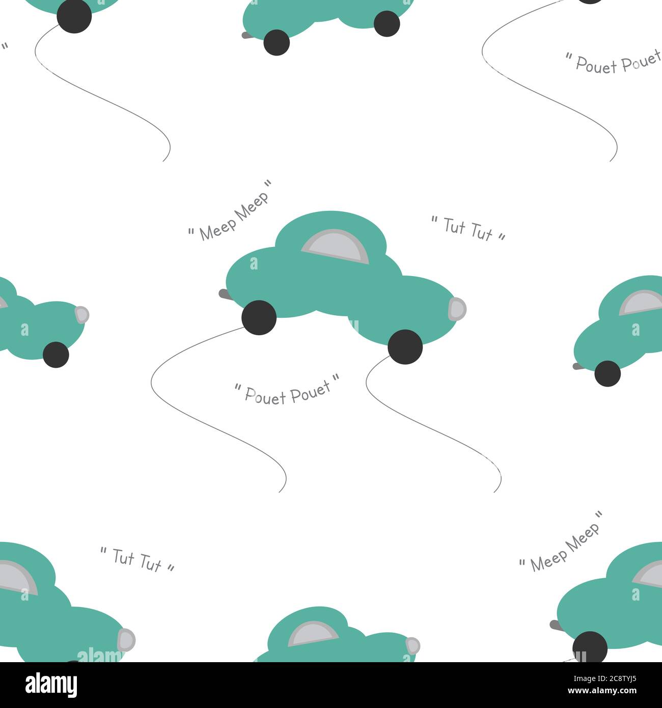 Funny green car in the shape of a cloud. With car noise. White ...