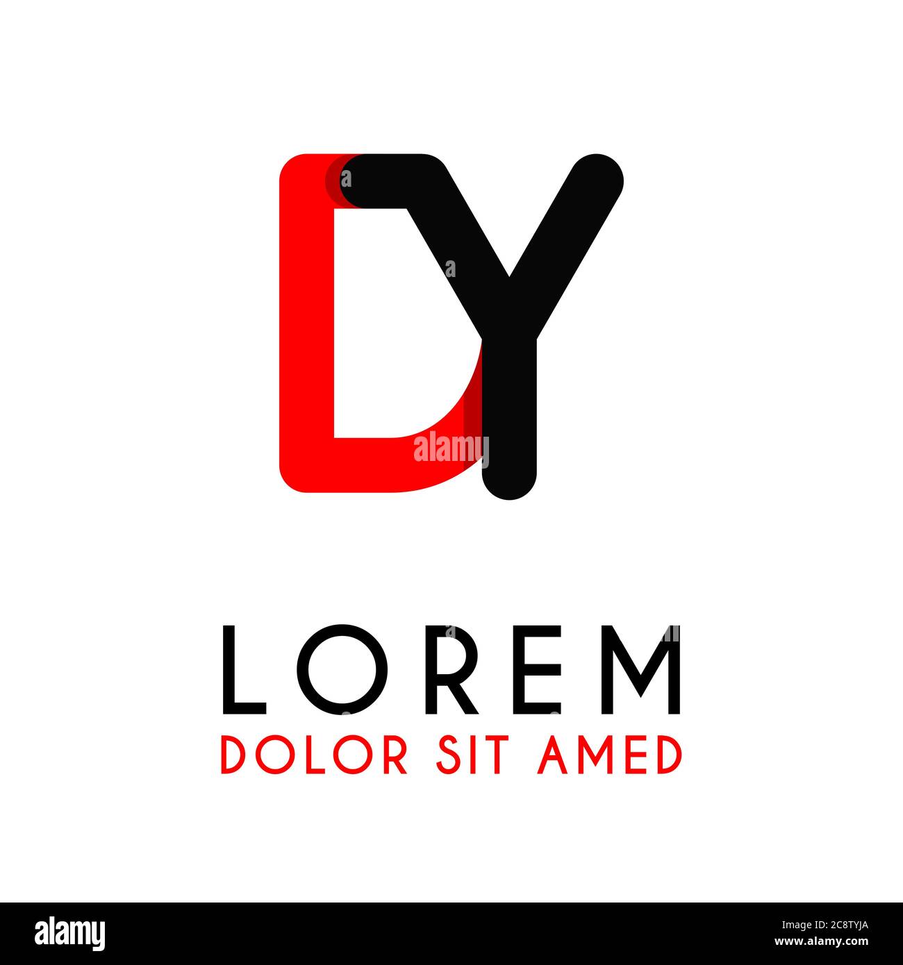 initial Letter DY with red Black and has rounded corners Stock Vector ...
