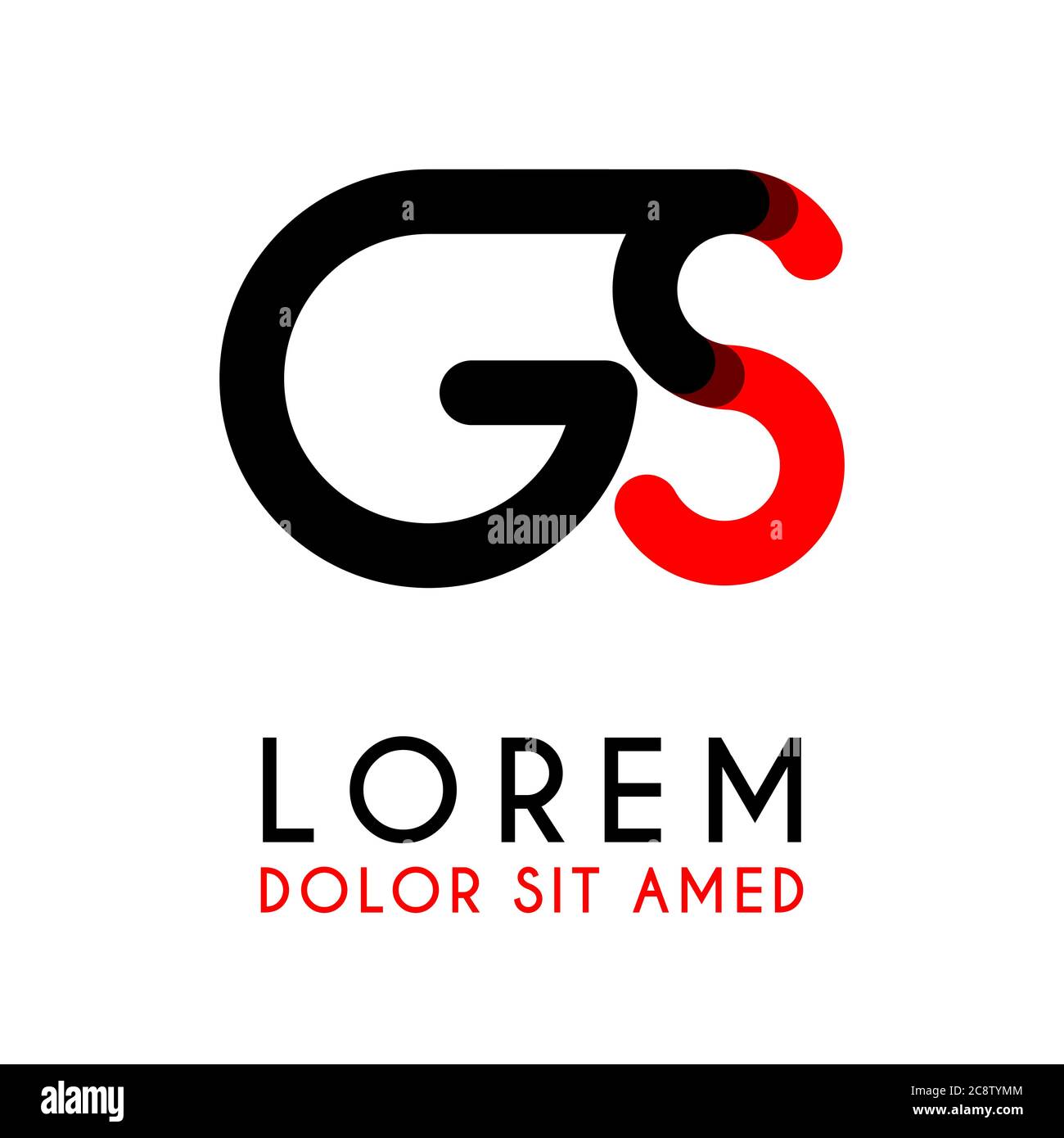 initial Letter GS with red Black and has rounded corners Stock Vector ...