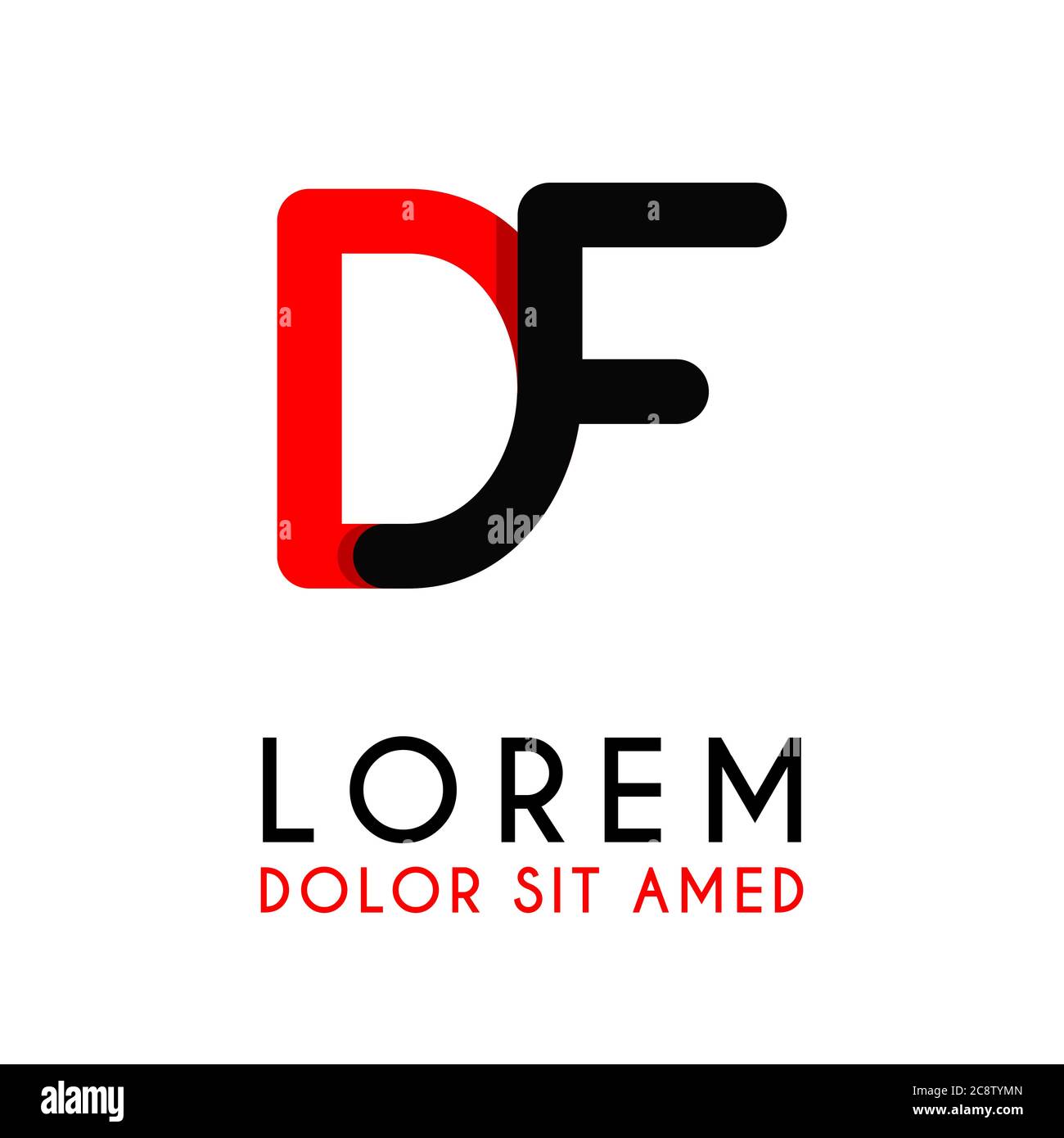 initial Letter DF with red Black and has rounded corners Stock Vector ...