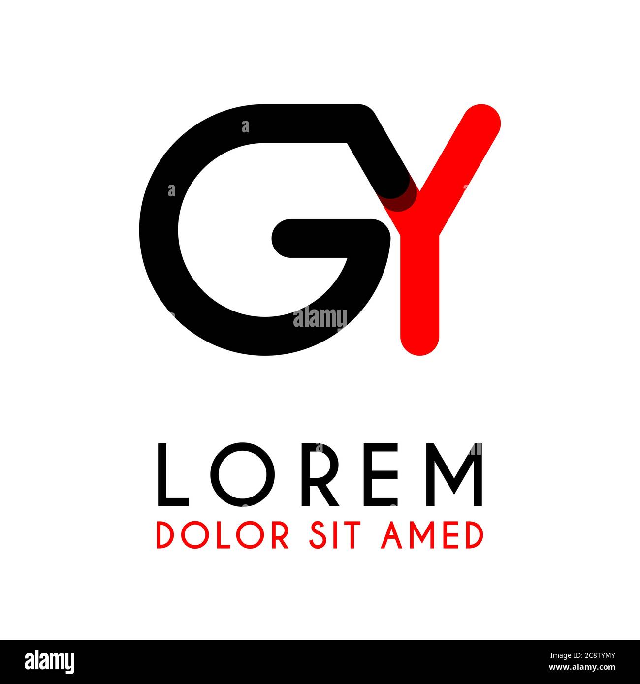 initial Letter GY with red Black and has rounded corners Stock Vector ...