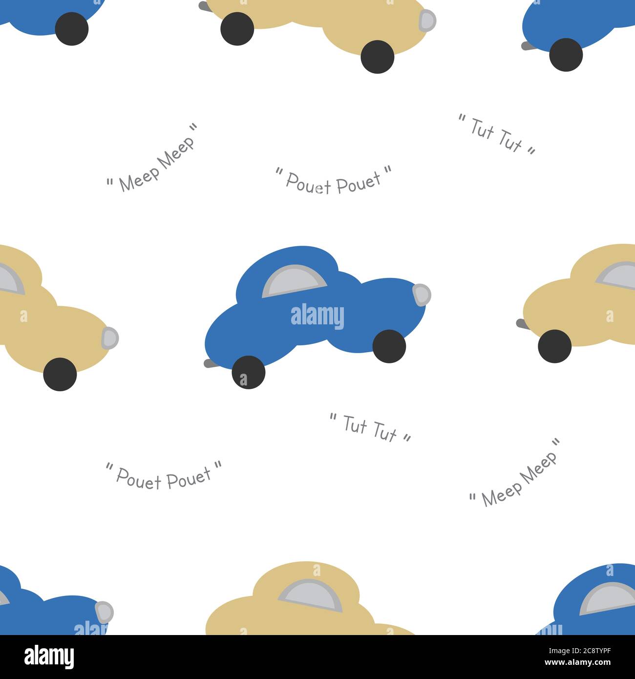 Funny yellow and blue cars in the shape of a cloud. With car noise ...