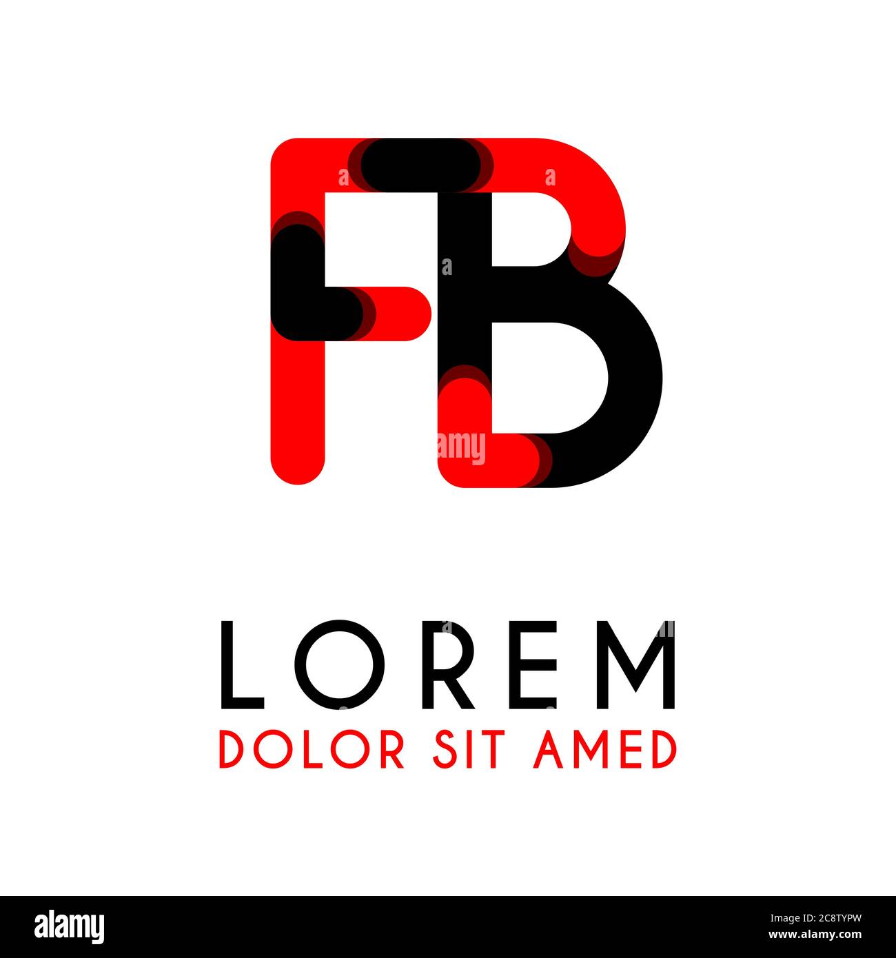 initial Letter FB with red Black and has rounded corners Stock Vector ...