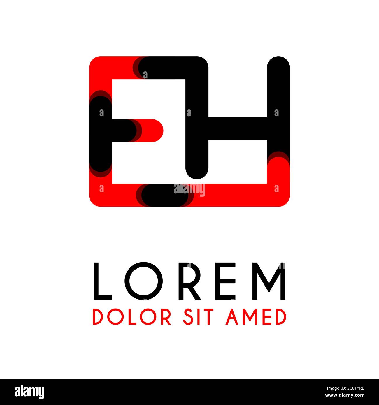 initial Letter EH with red Black and has rounded corners Stock Vector ...