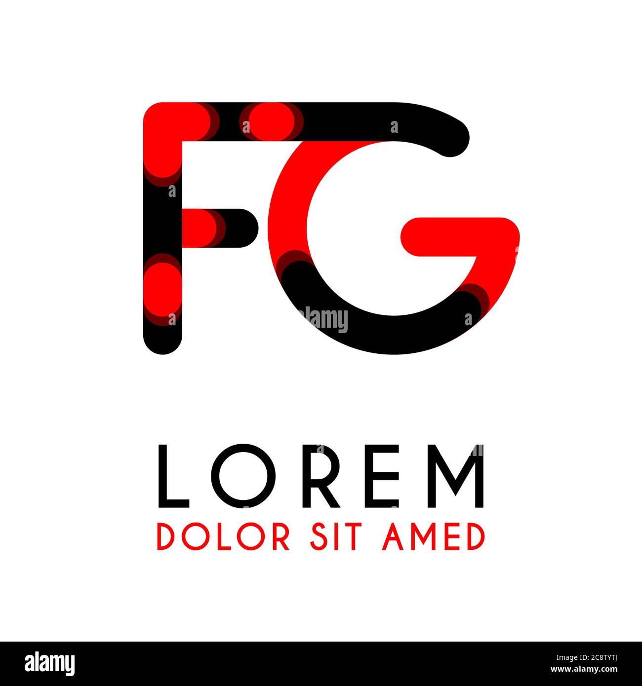 initial Letter FG with red Black and has rounded corners Stock Vector ...