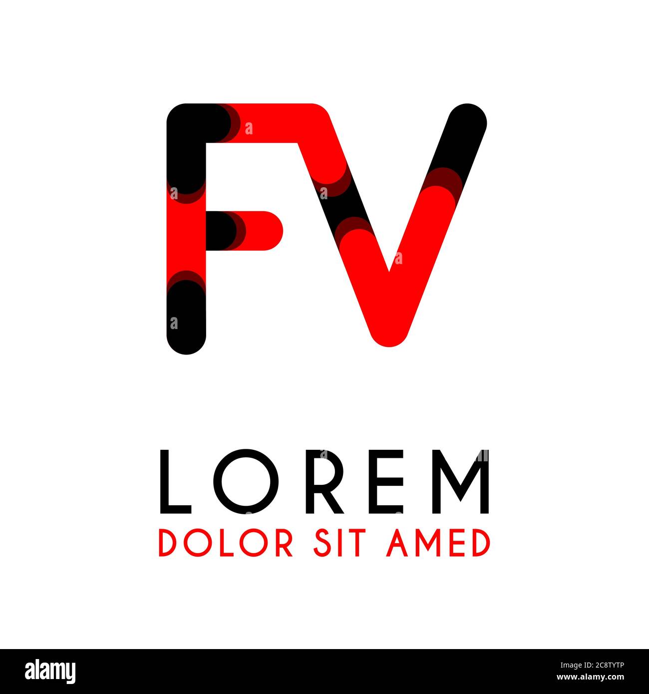 initial Letter FV with red Black and has rounded corners Stock Vector ...