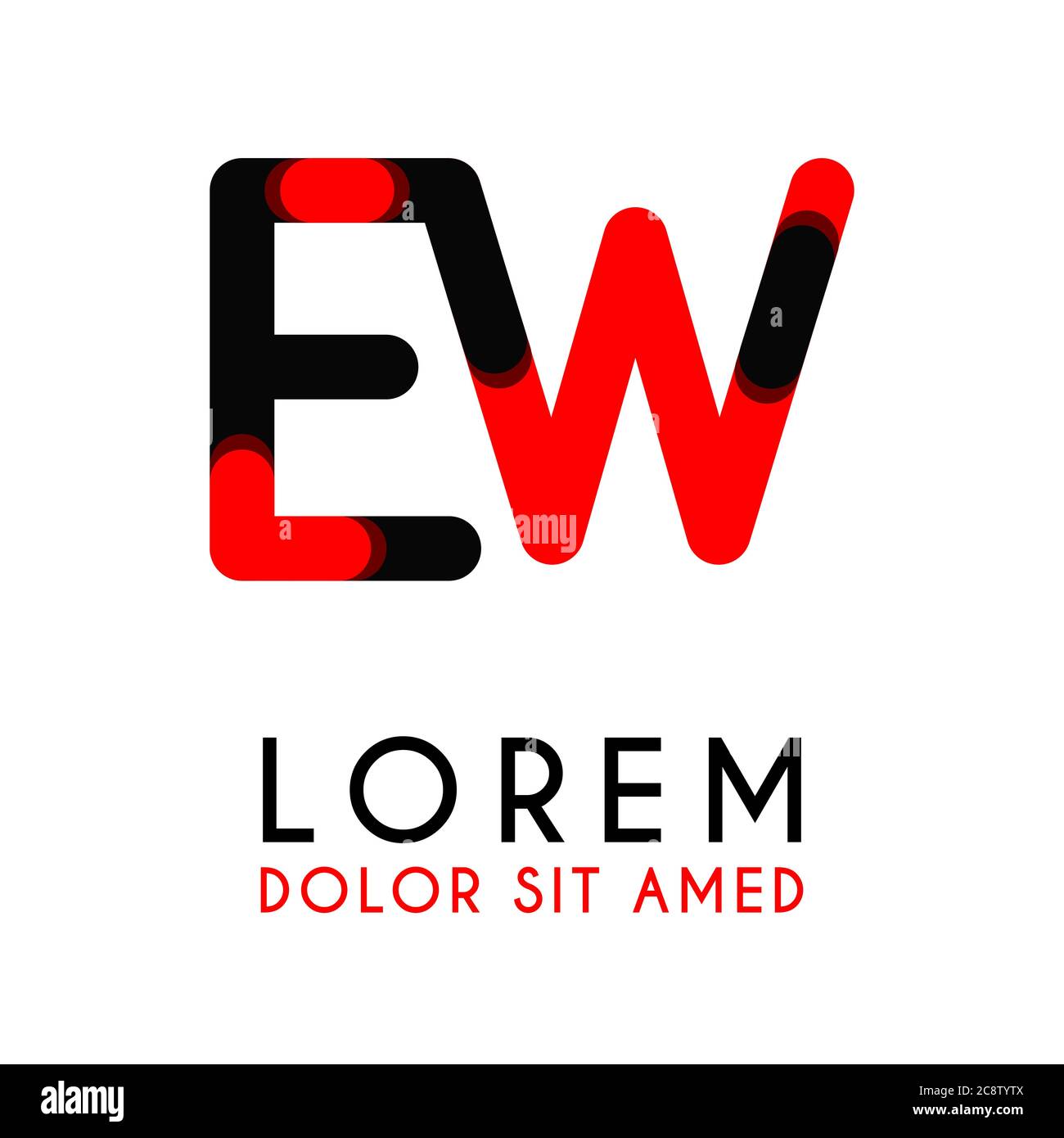 initial Letter EW with red Black and has rounded corners Stock Vector ...