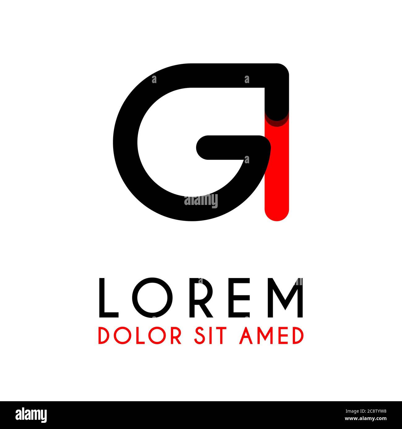 initial Letter GI with red Black and has rounded corners Stock Vector ...