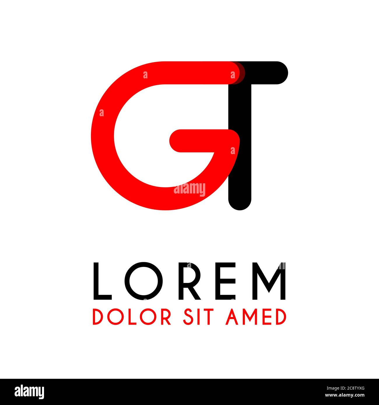initial Letter GT with red Black and has rounded corners Stock Vector ...