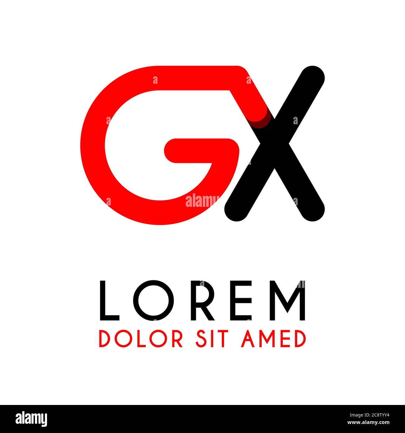 initial Letter GX with red Black and has rounded corners Stock Vector ...