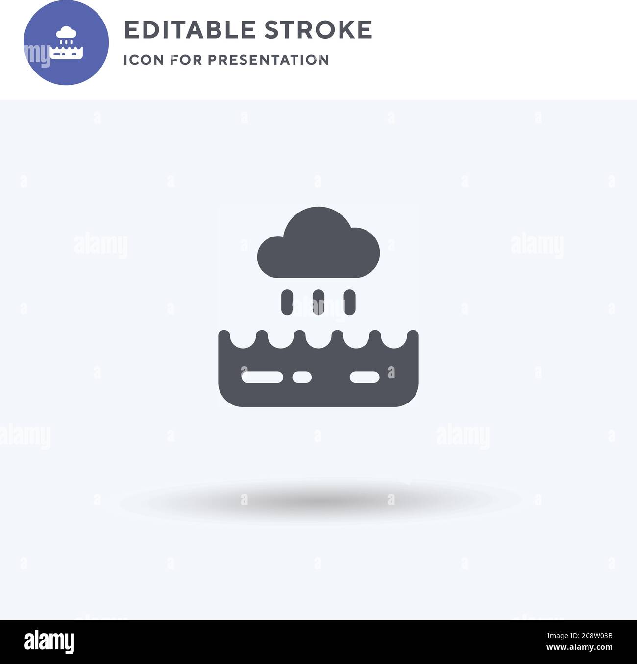 Rain icon vector, filled flat sign, solid pictogram isolated on white ...
