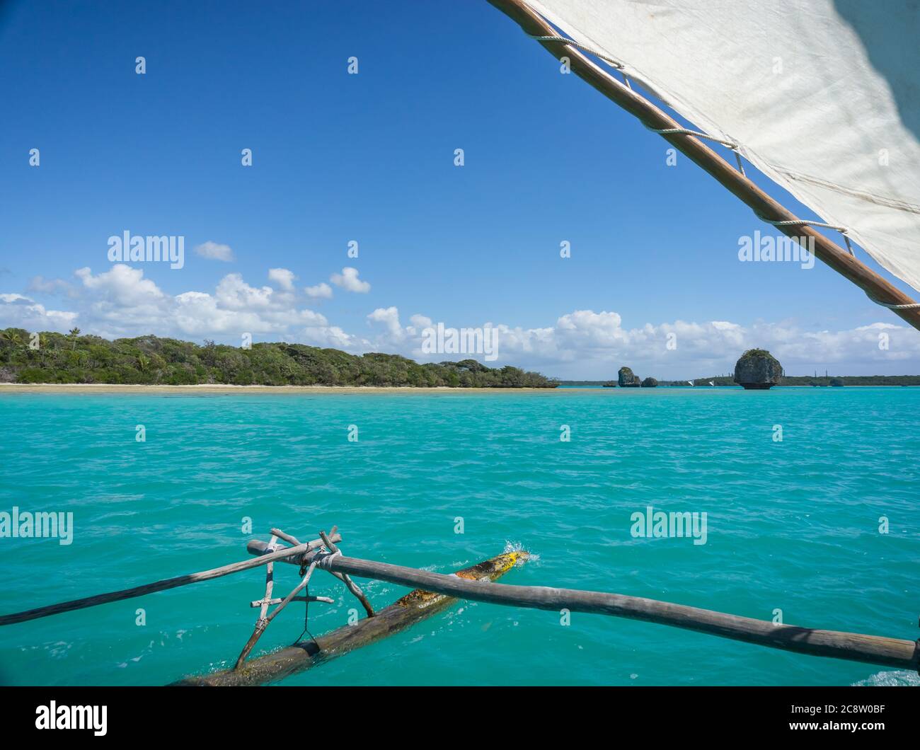 seascape of famous Upi bay, new caledonia from a typical caledonia boat ...