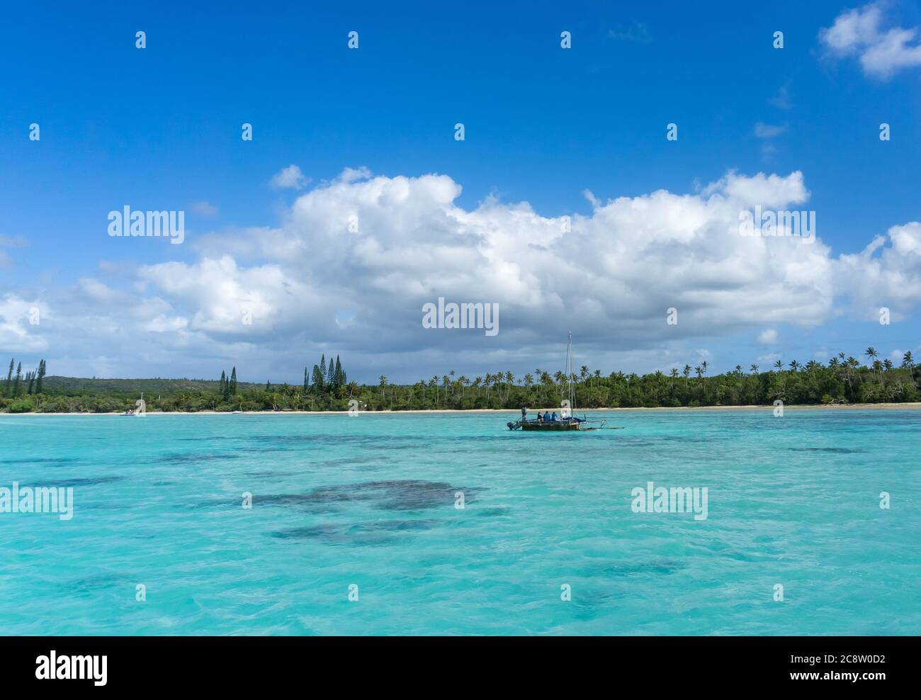 seascape of famous Upi bay, new caledonia from a typical caledonia boat ...