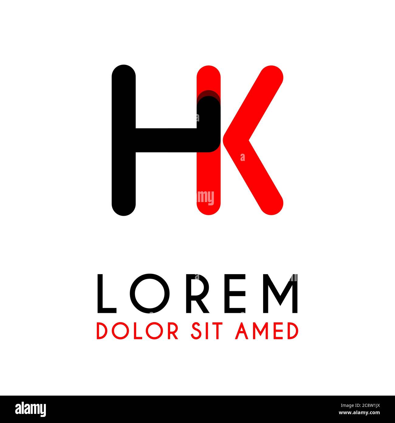 initial Letter HK with red Black and has rounded corners Stock Vector ...
