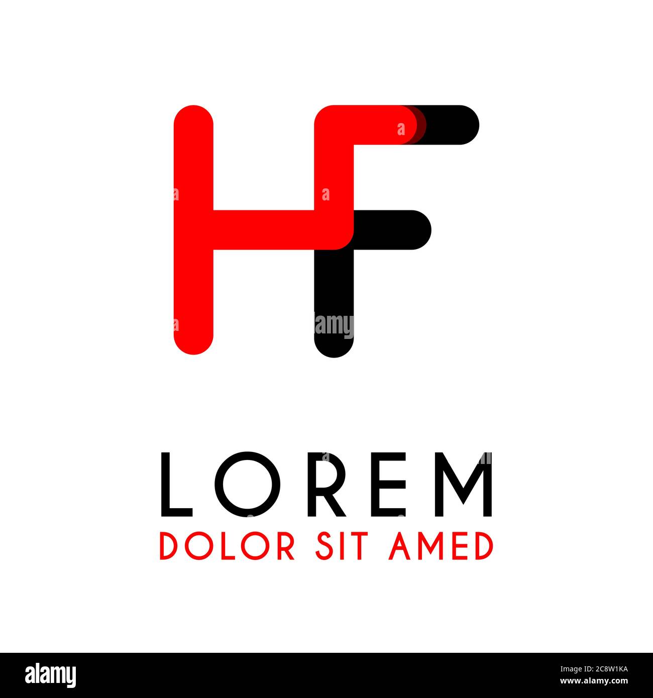 initial Letter HF with red Black and has rounded corners Stock Vector ...