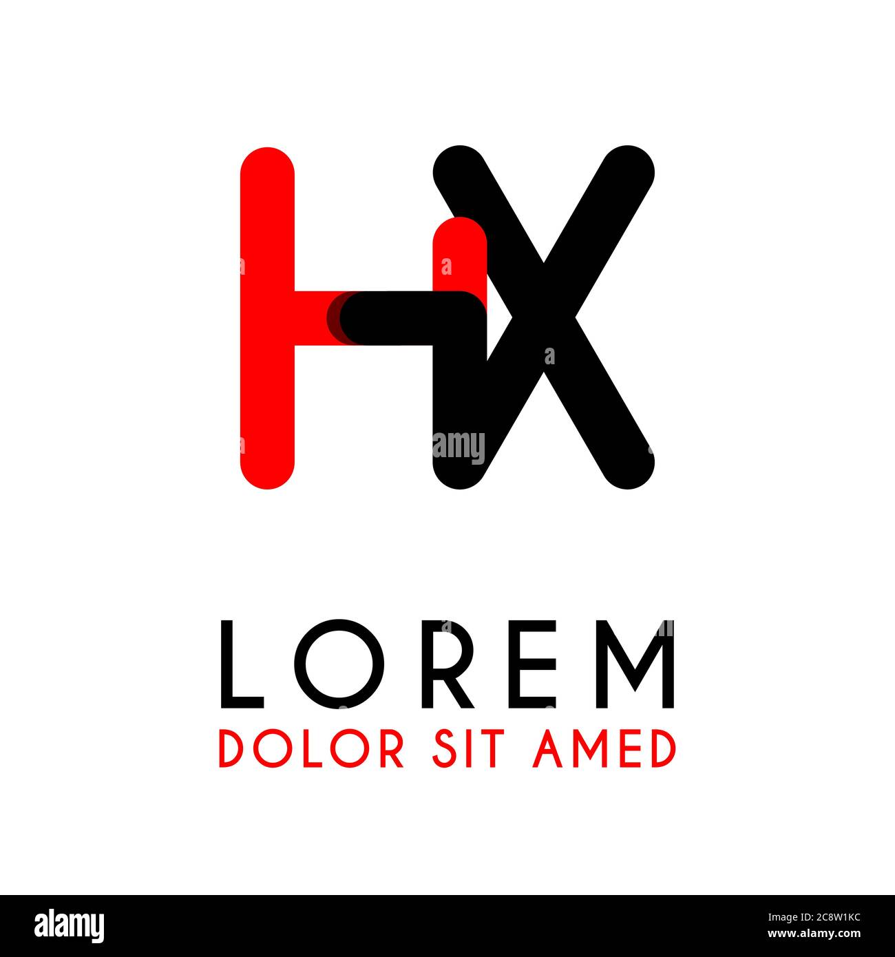 initial Letter HX with red Black and has rounded corners Stock Vector ...